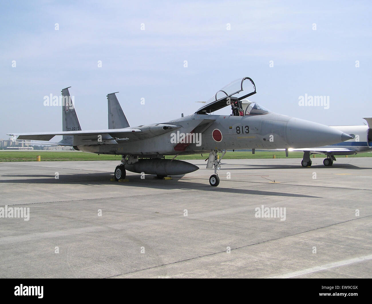 A photograph of two F-15 fighter jets at Yokota Air Base in Tokyo. This ...