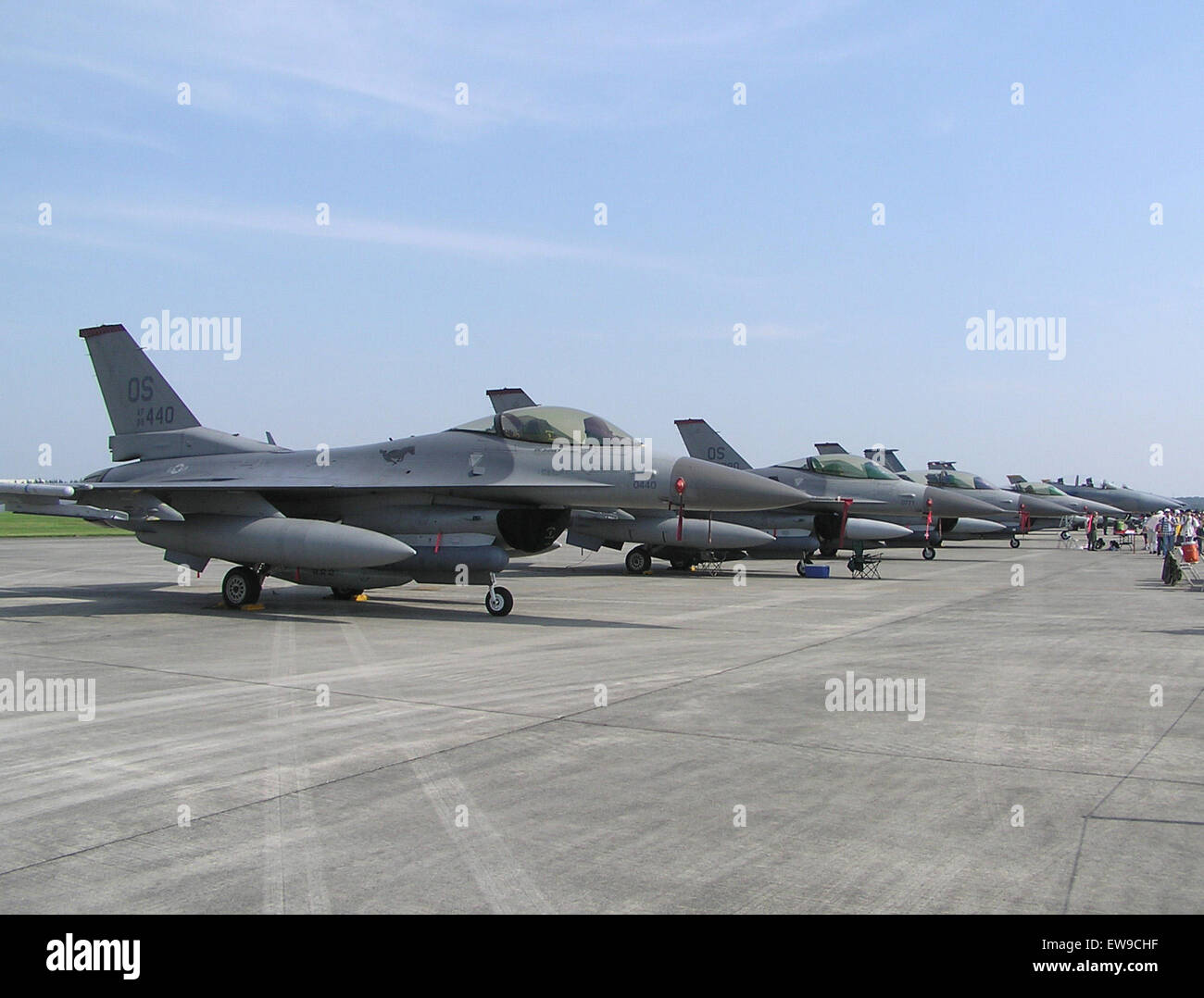 This image features an F-16 fighter jet stationed at Yokota Air Base in ...