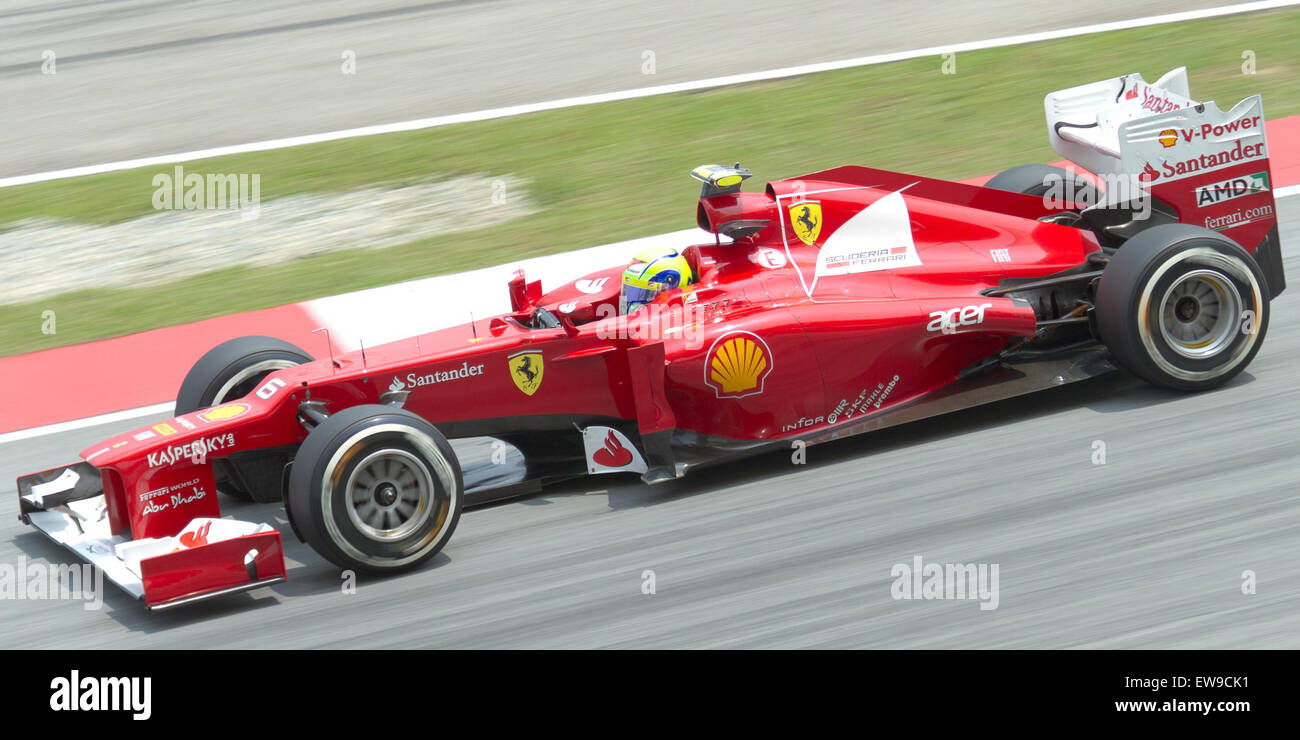 Felipe Massa competing in the 2012 Malaysian Grand Prix, driving the ...