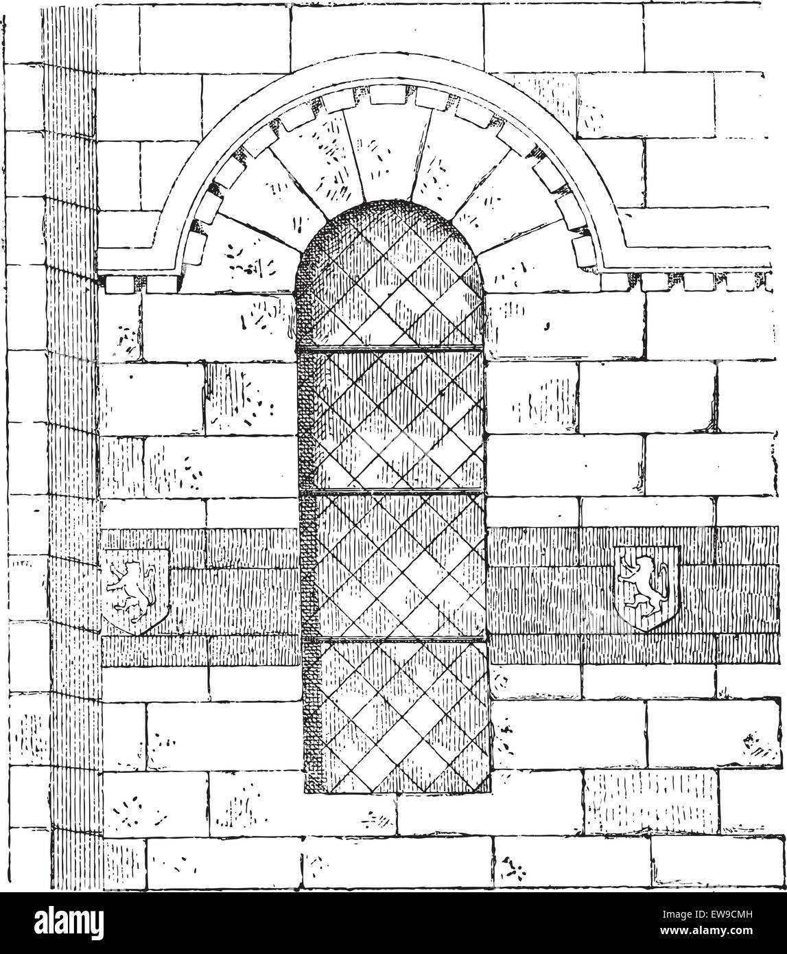 Apse of the Church in Franchesse in Auvergne, France, vintage engraved ...