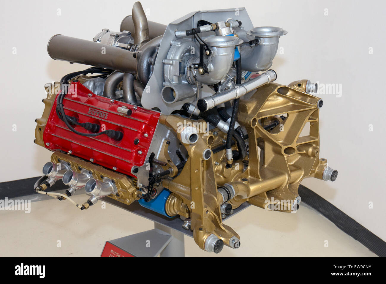 The Ferrari 021 engine on display at the Museo Ferrari showcases the ...