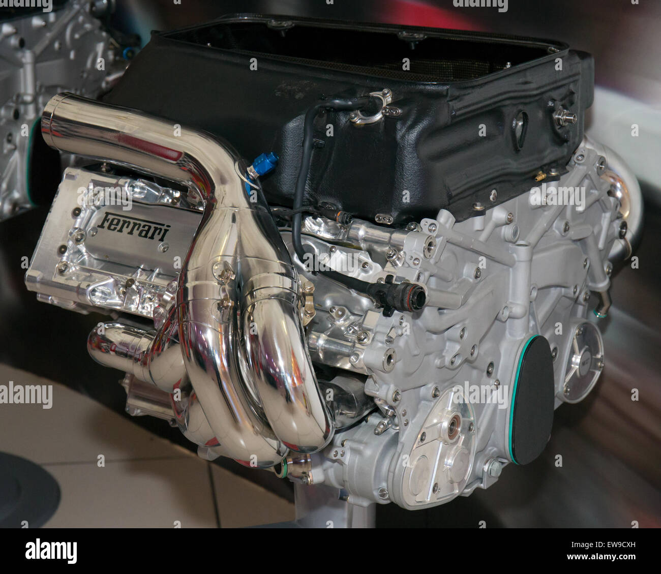 This image shows the front view of the Ferrari 056 engine, which was ...