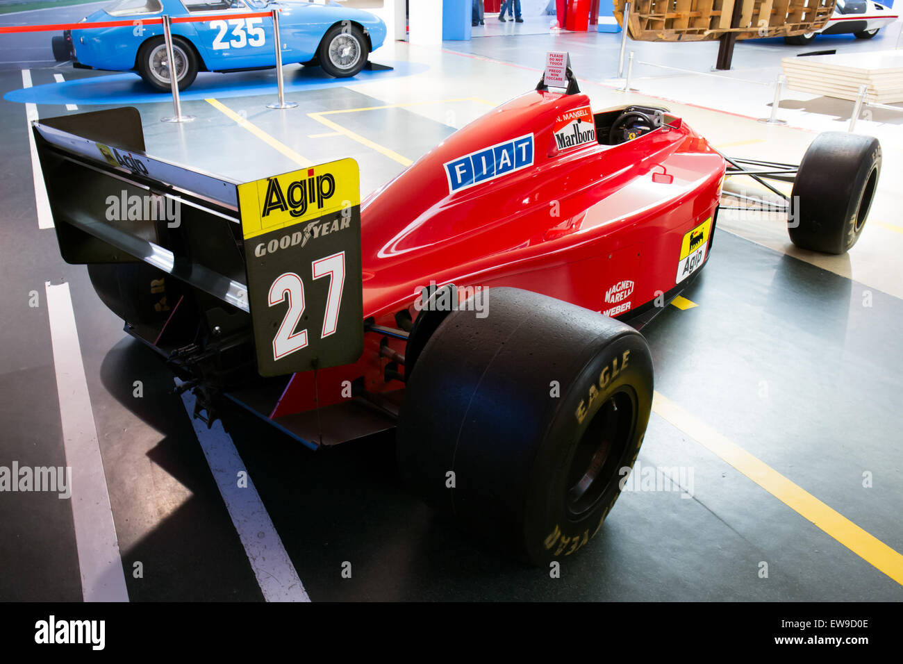 The Ferrari 640 is displayed at the Museo Ferrari, showcasing its rear ...