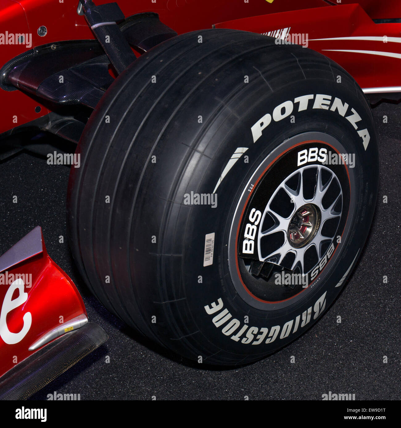 The front tire of a Ferrari F2007, displayed at the Museo Ferrari ...