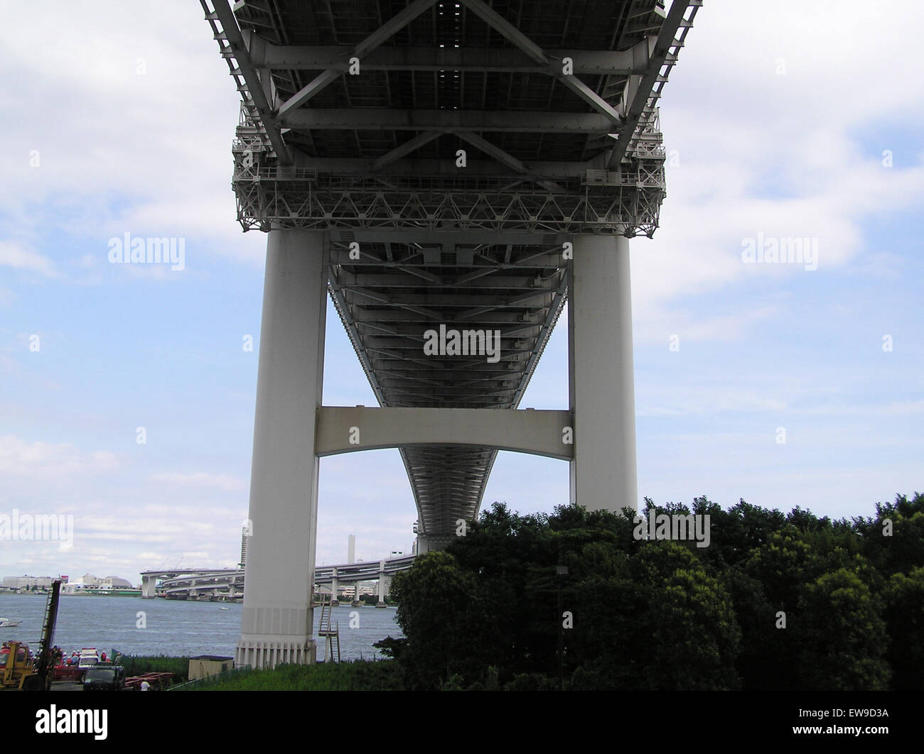 This photograph shows the *Rainbow Bridge* in Tokyo, Japan, taken on ...