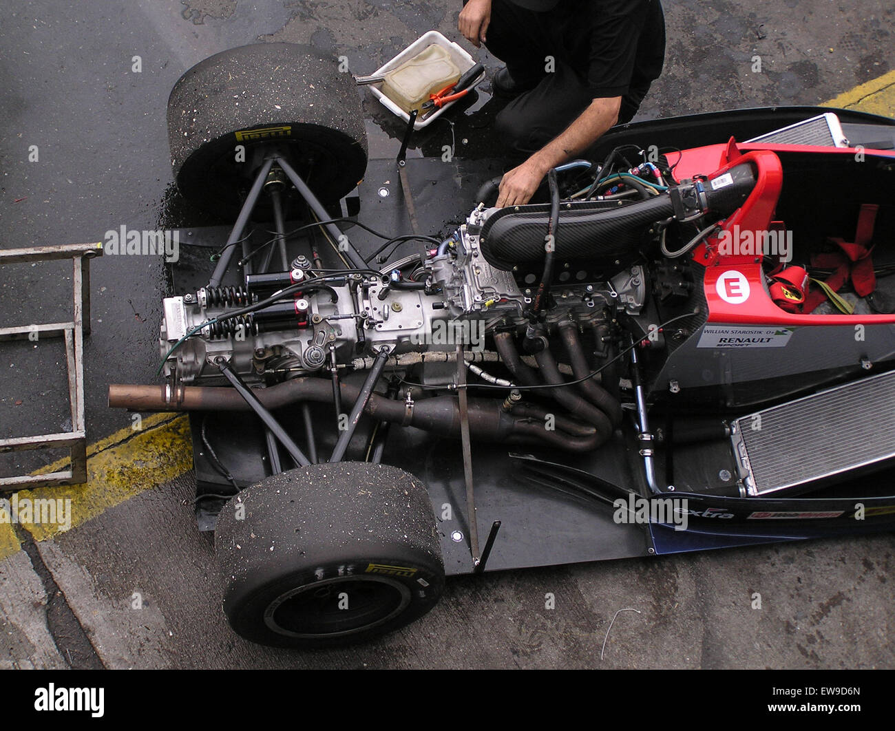 The image shows the rear view of a Formula Renault car, a part of the ...