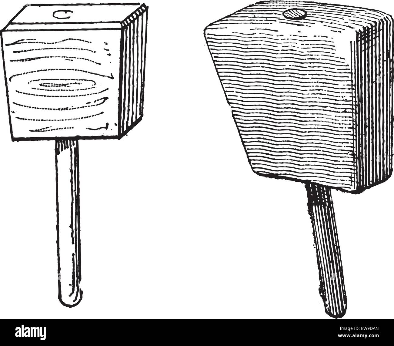Mallet, showing a Sculptor's Mallet (left) and a Carpenter's Mallet ...