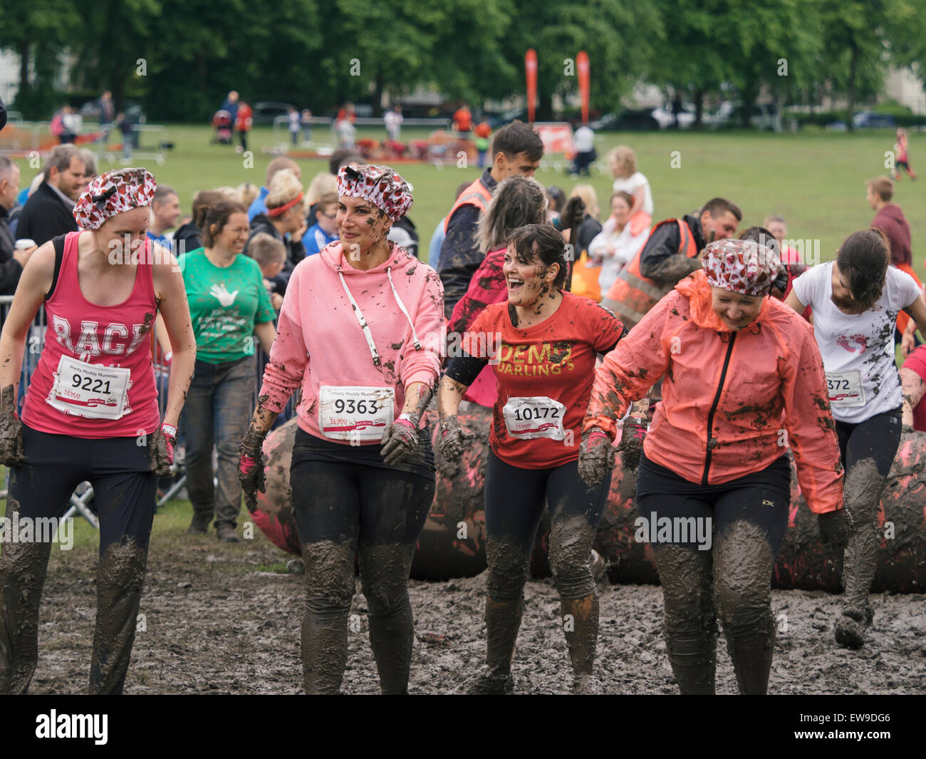 Glasgow, UK. 20th June, 2015. Women run the 5k 'Pretty Muddy' race in ...