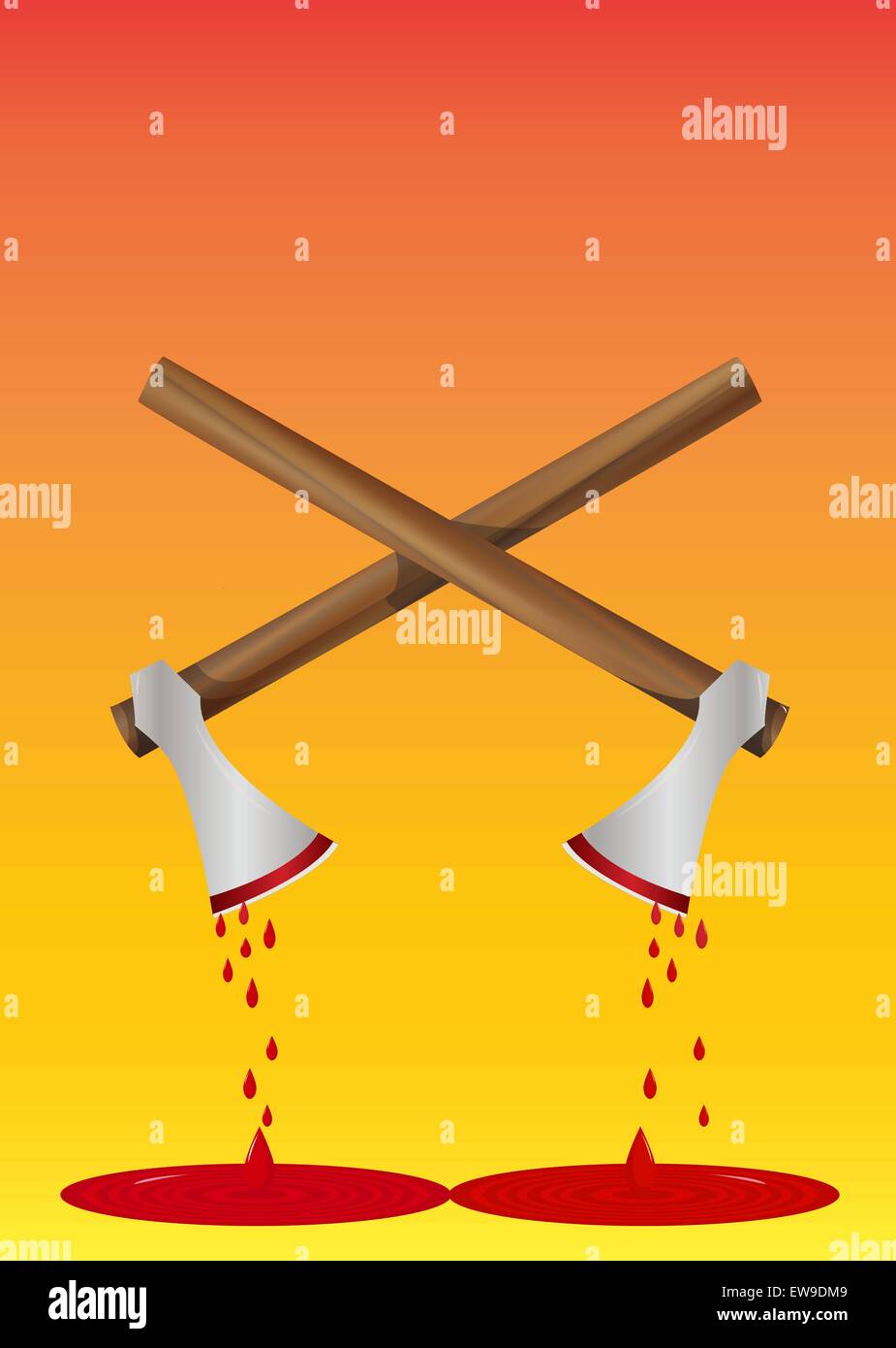 Bloody Axe, Pair, Blood Dripping, vector illustration Stock Vector ...