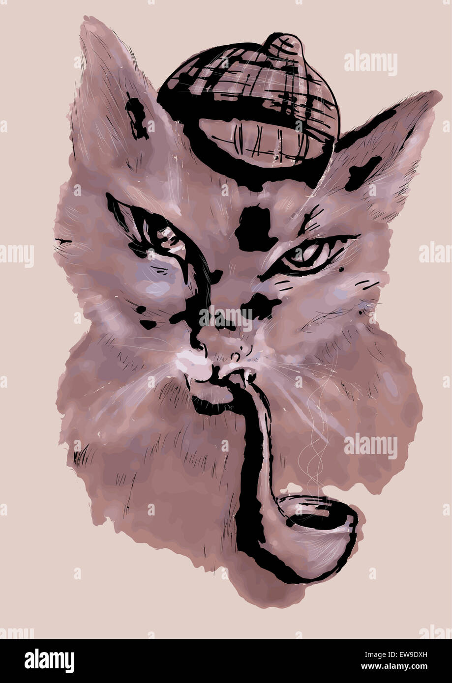 Cat with tobacco pipe hi-res stock photography and images - Alamy