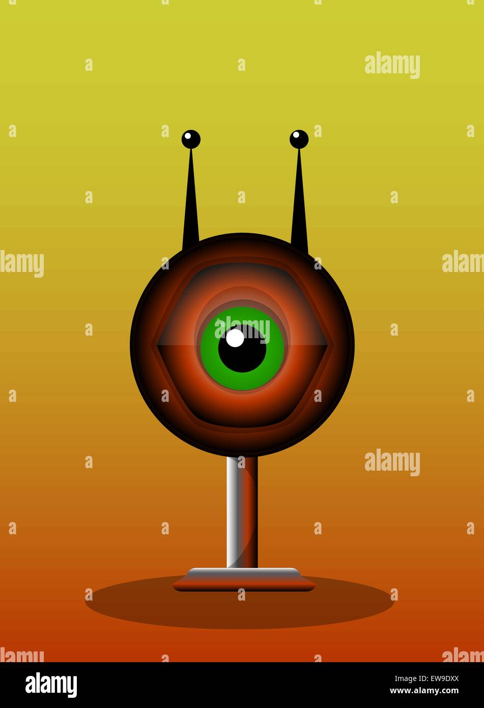 One-Eyed Creature, Red Monster, Big Alien Eye with Antennae and Stand ...