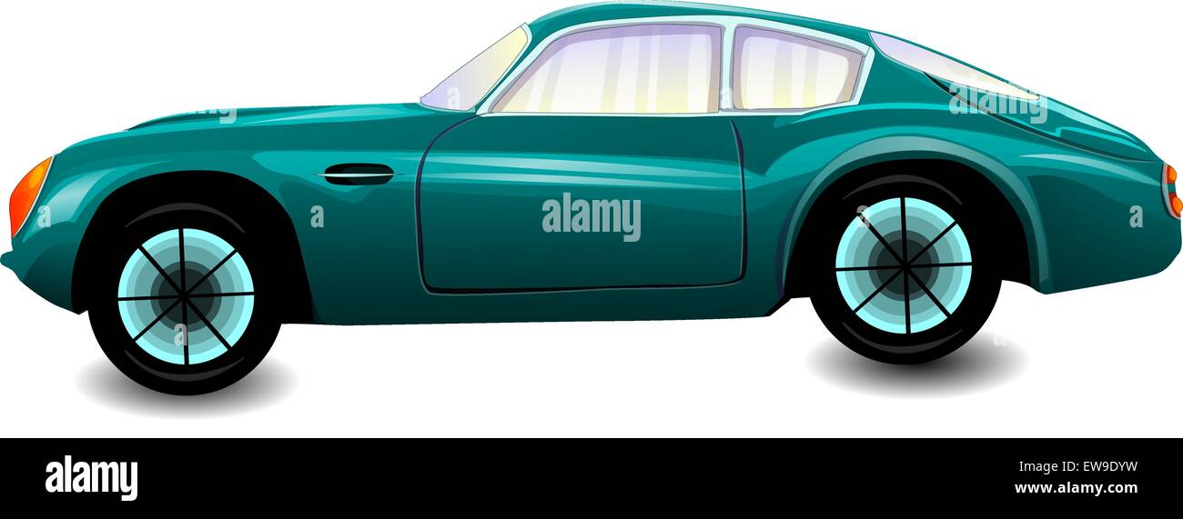 Classic sports car, coupe, teal, vector illustration Stock Vector Image ...