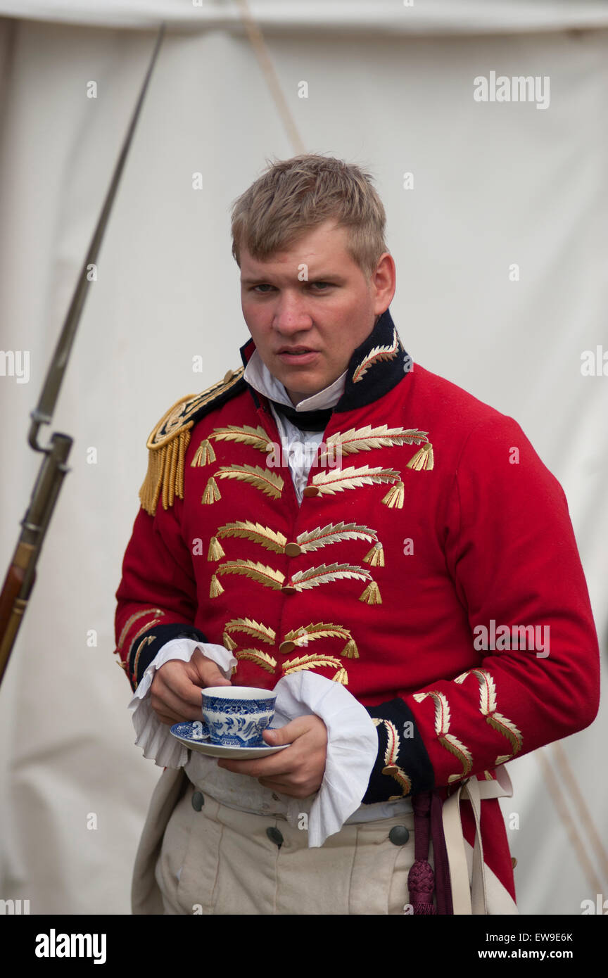 Lions Mound, Waterloo, Belgium. 20th June, 2015. Morning chores at the ...
