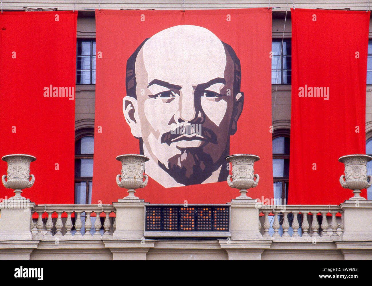 April 30, 1984 - Leningrad, Russia - A giant banner with a portrait of ...