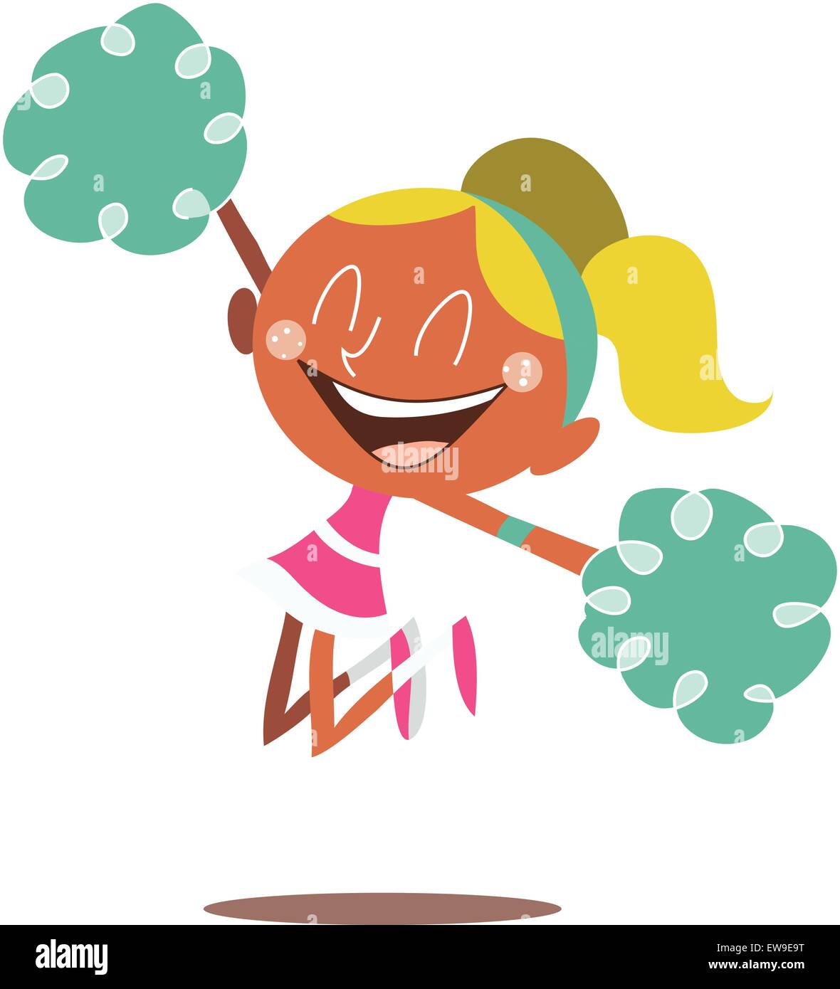 Young blond illustration of a smiling cheerleader jumping and cheering ...