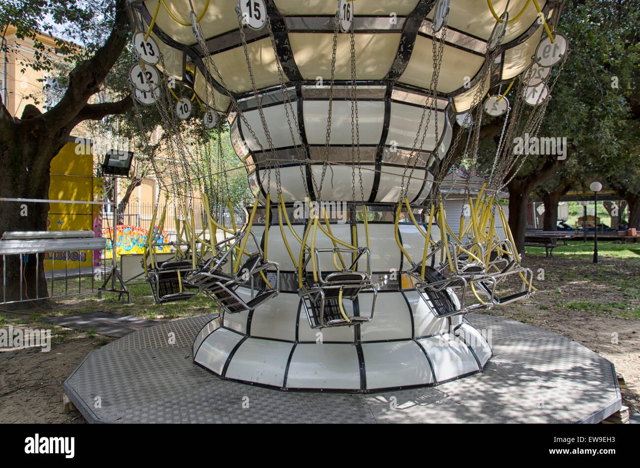 View of empty carousel at county fair Stock Photo - Alamy