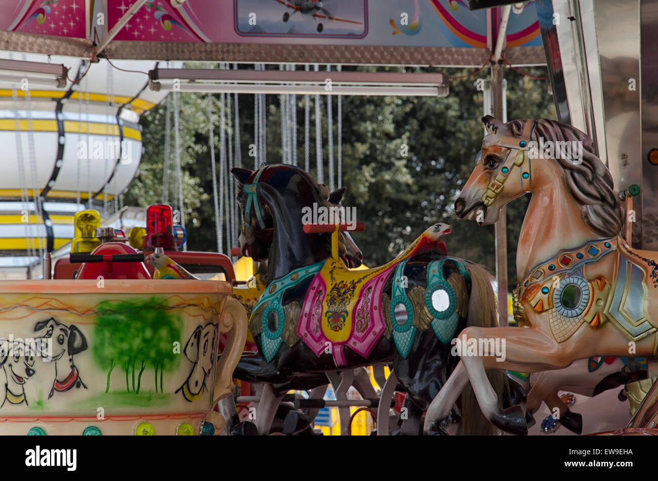 Empty carousel at village fair in Italy Stock Photo - Alamy