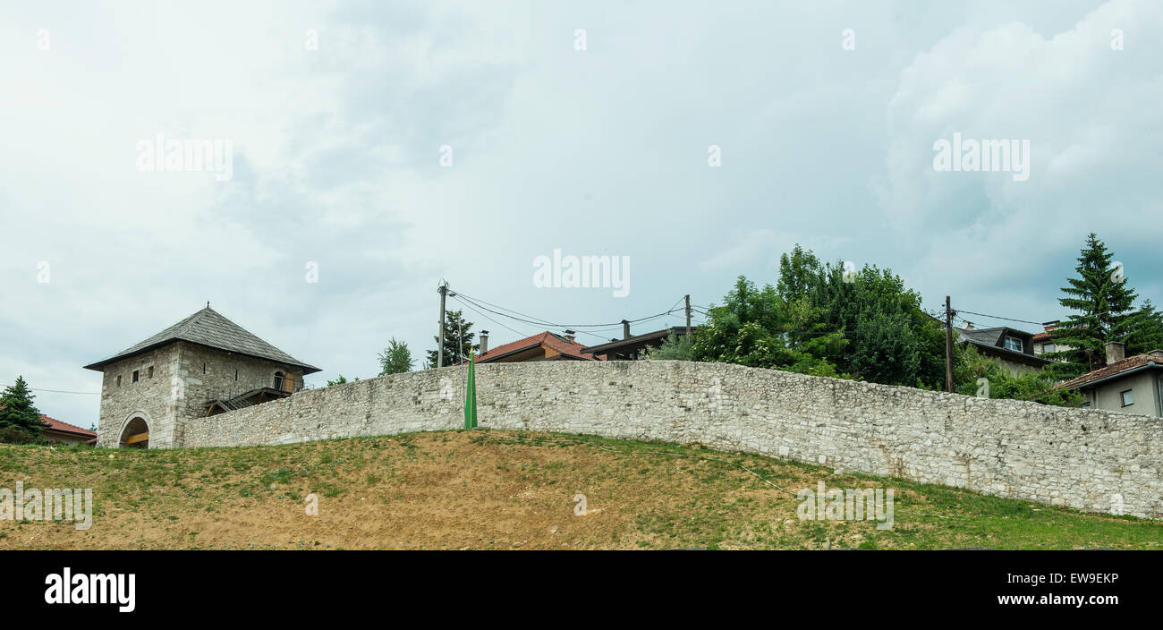 Ploce tower with the city walls of Vratnik neighborhood in Sarajevo ...
