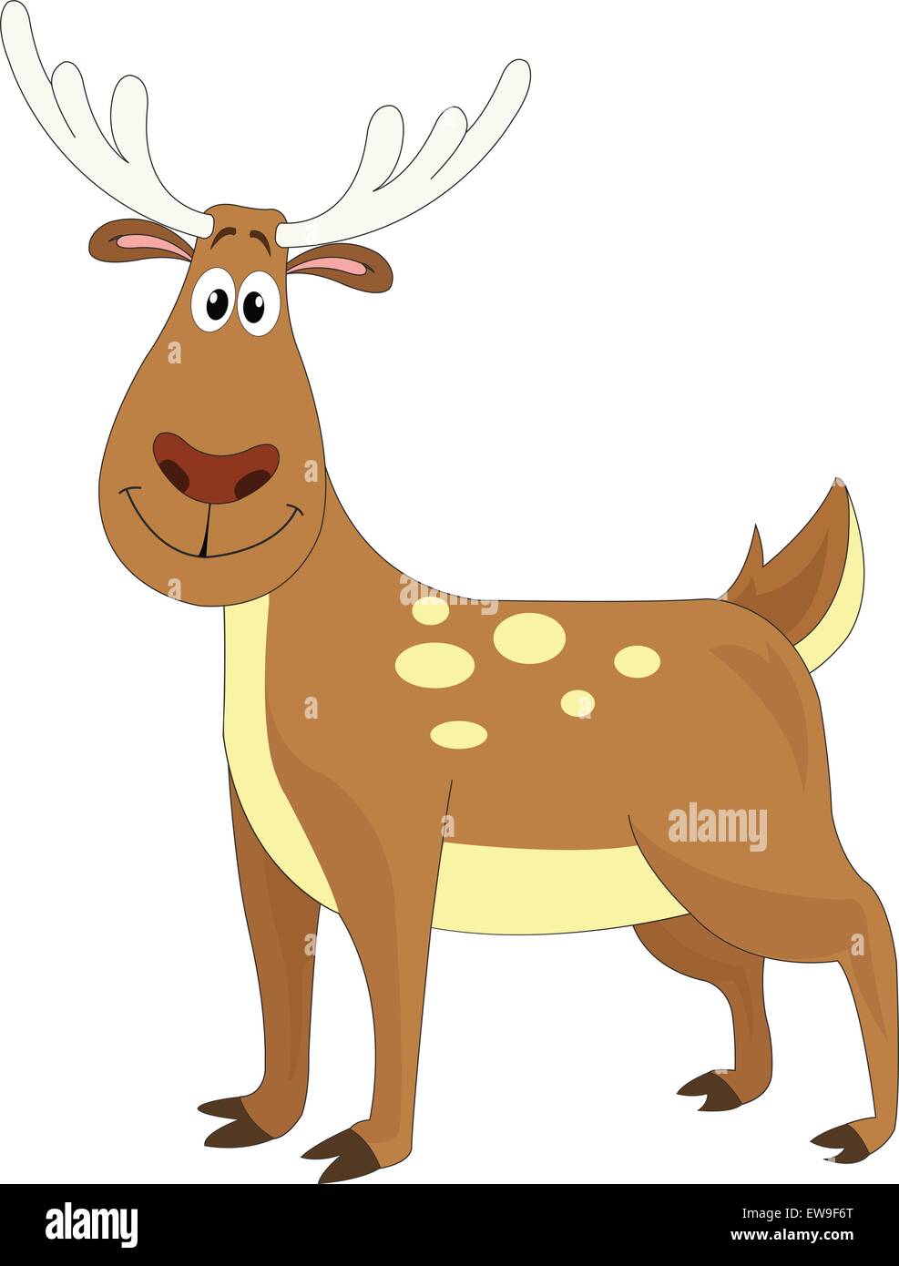 Cute brown smiling deer with yellow spots, vector illustration Stock ...
