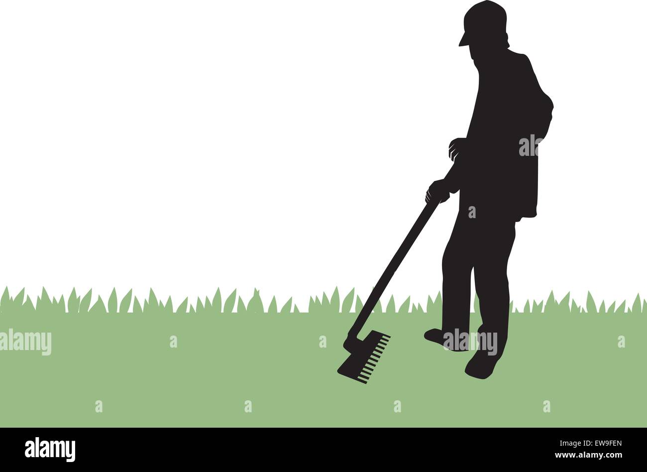 Man raking grass Stock Vector Images - Alamy