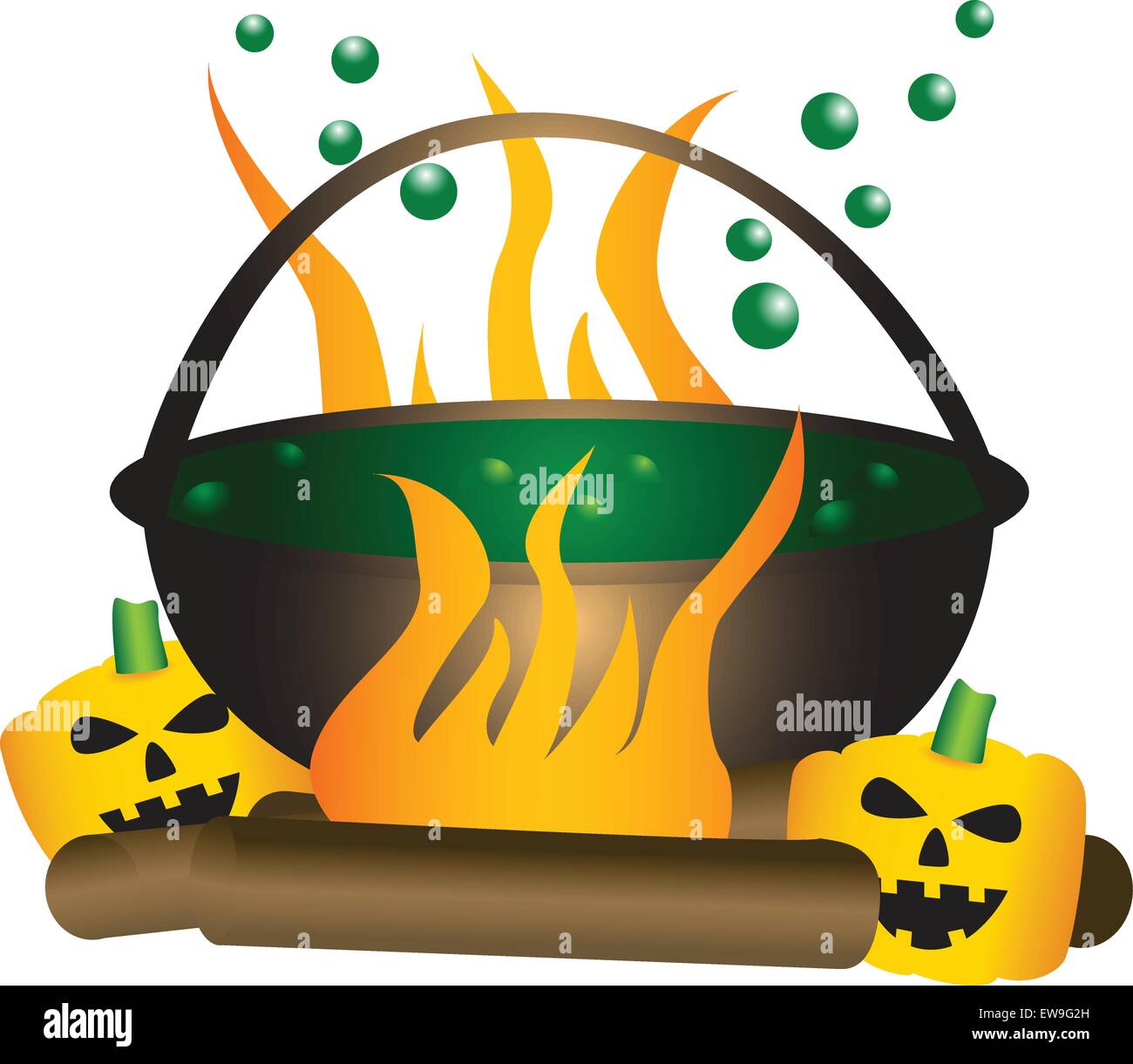 Halloween theme. Boiling witch cauldron with green substance in it ...