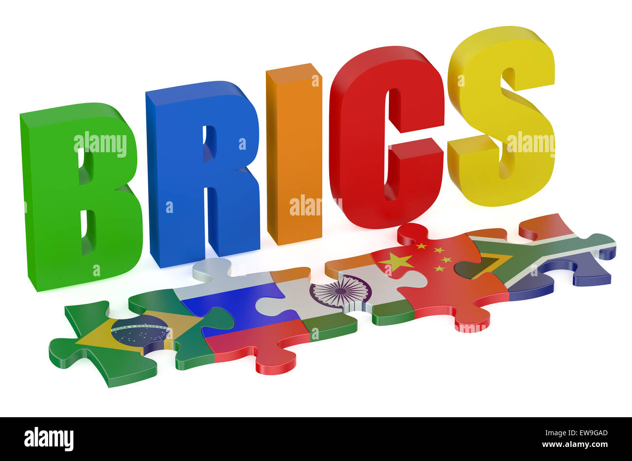 BRICS concept with puzzle isolated on white background Stock Photo - Alamy