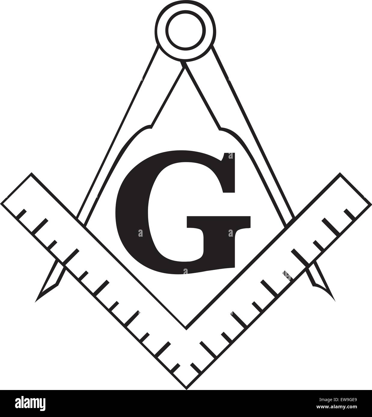 The Masonic Square And Compass Symbol Great For Tattoo Or Artwork Isolated On White Stock