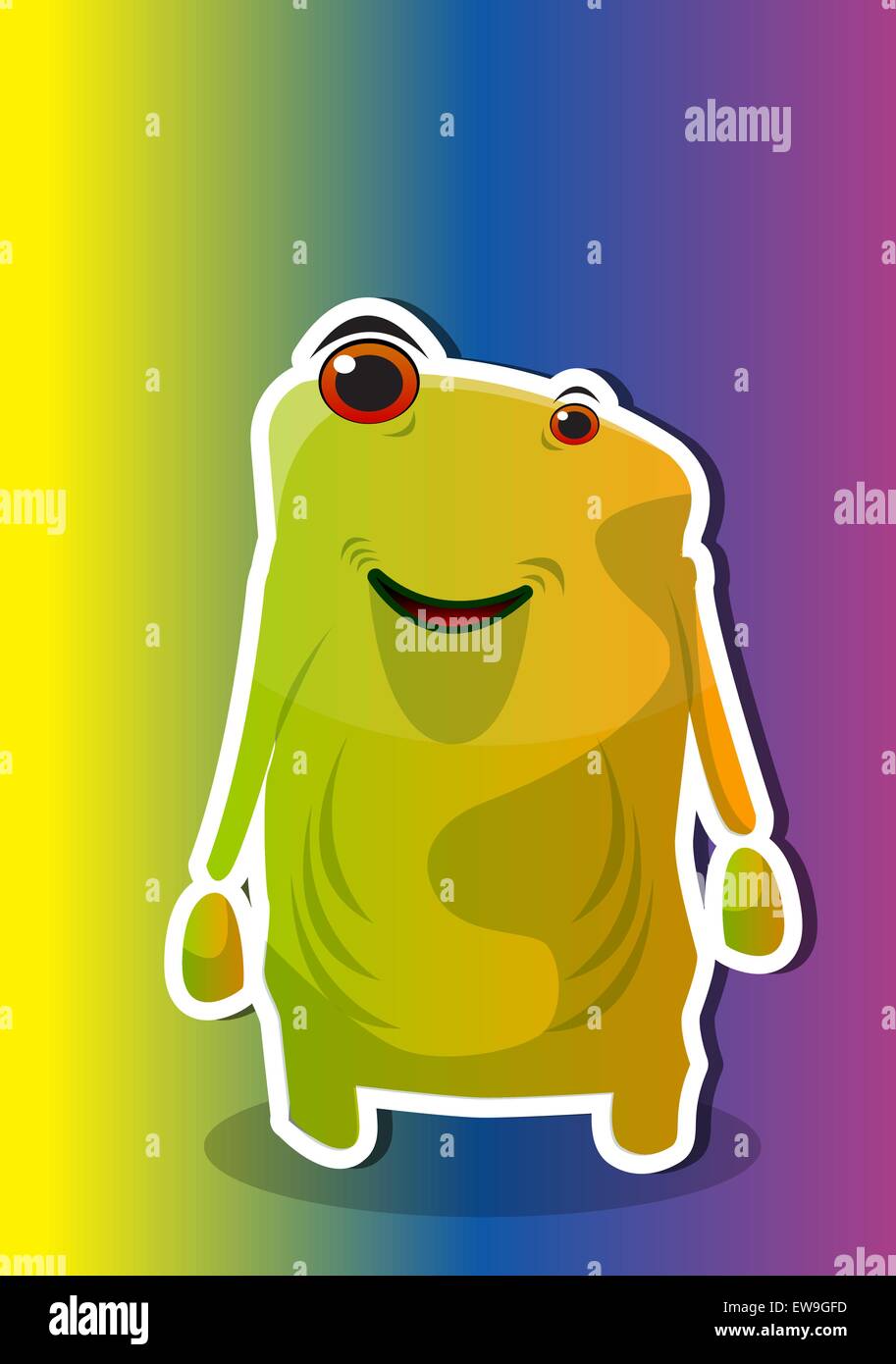 Creature, Smiling Alien, Yellow Green, vector illustration Stock Vector ...