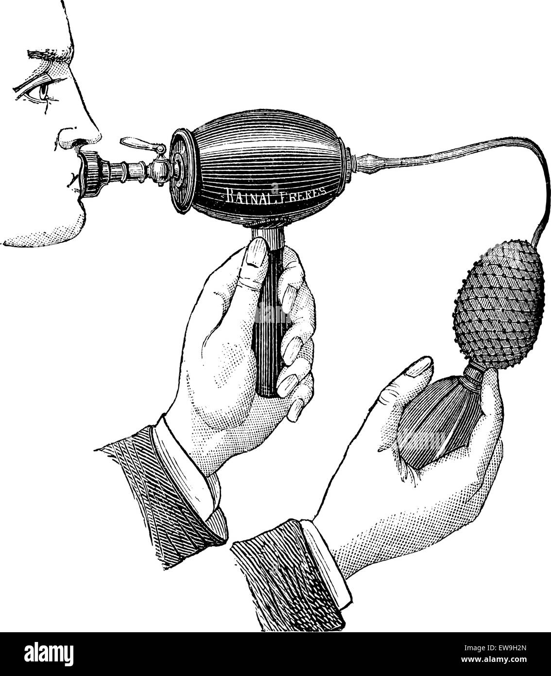 Powered inhaler, vintage engraved illustration. Magasin Pittoresque ...