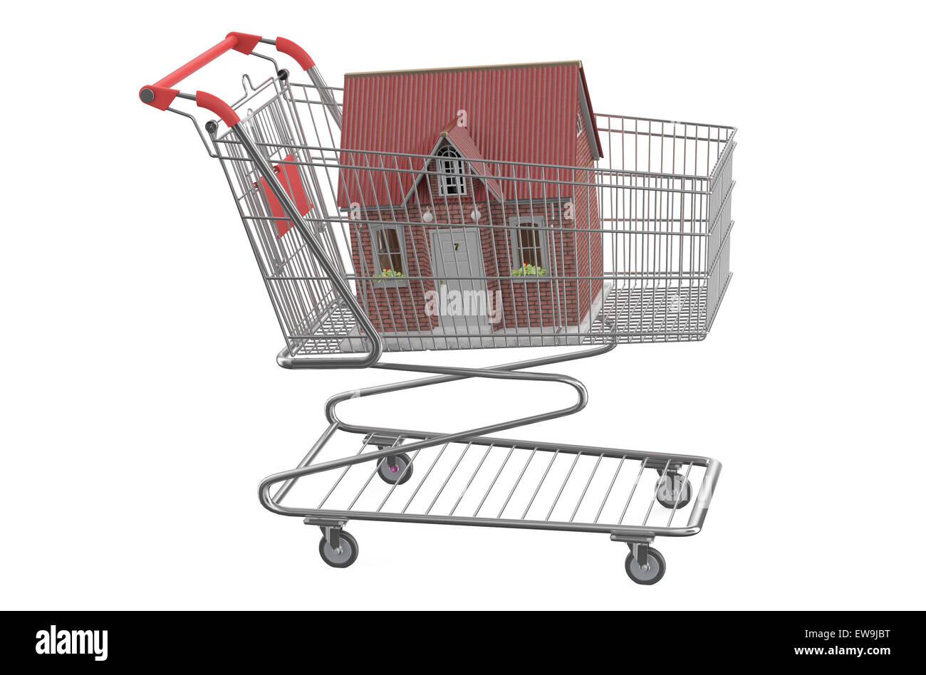 house in shopping cart isolated on white background Stock Photo - Alamy