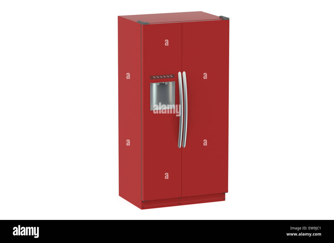 Red modern fridge isolated on white background Stock Photo - Alamy