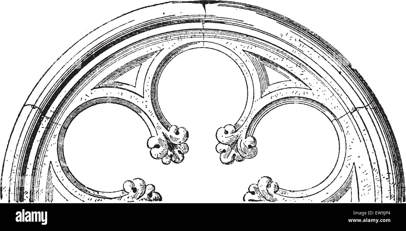 Cusp (Architecture), vintage engraved illustration. Dictionary of words ...