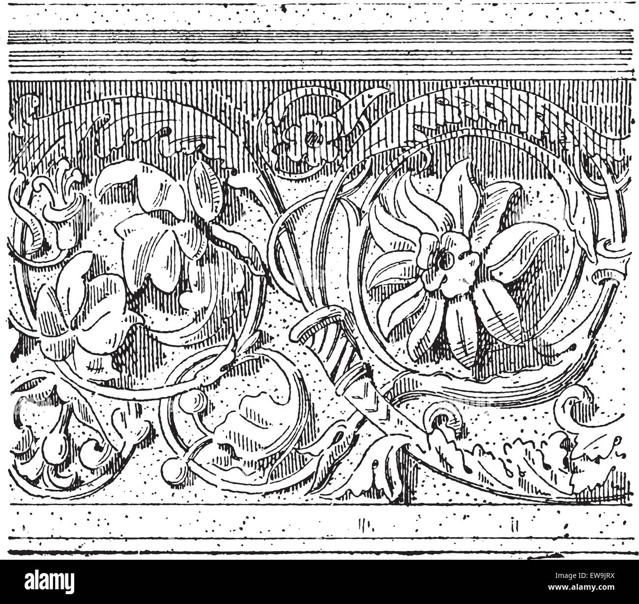 Foliage Design, vintage engraved illustration. Dictionary of Words and ...