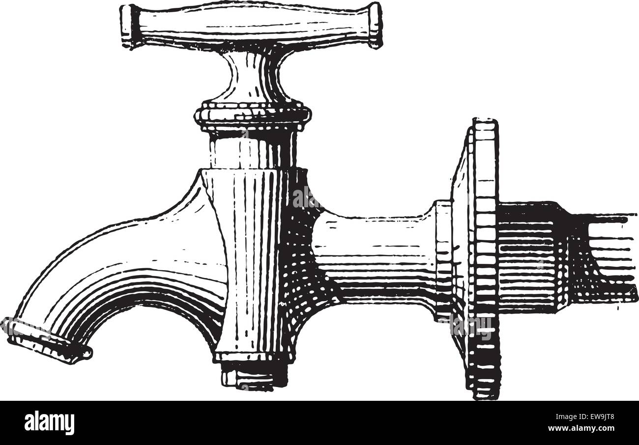 Tap isolated on white background, vintage engraved illustration ...