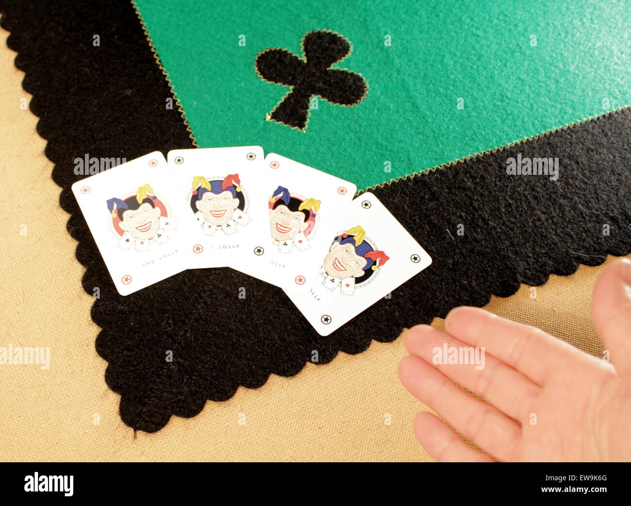 Game table, a poker hand indicating wildcard Stock Photo - Alamy