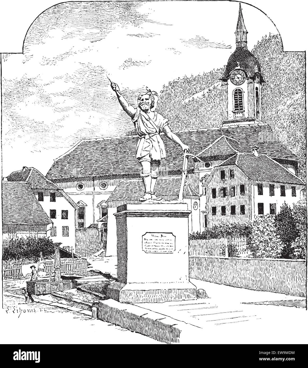 William tell monument Stock Vector Images - Alamy