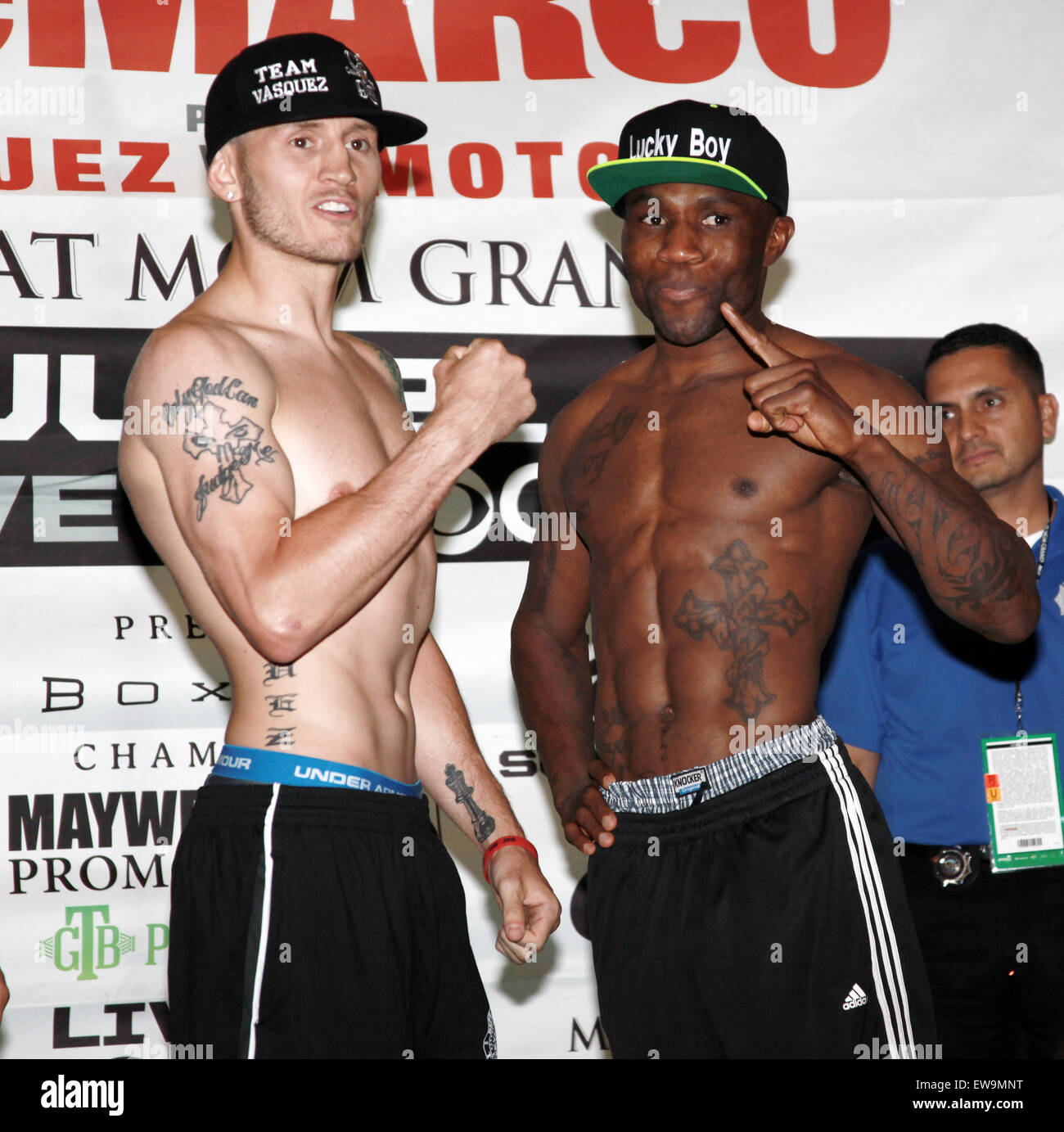 Las Vegas, Nevada, USA. 20th June, 2015. Boxers Sammy Vasquez and Wale ...