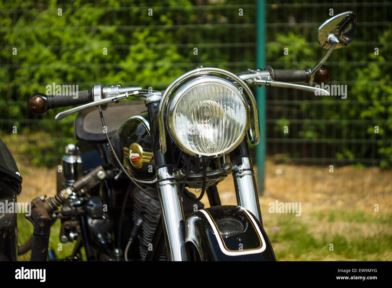 PAAREN IM GLIEN, GERMANY - MAY 23, 2015: Detail of motorcycle Simson ...