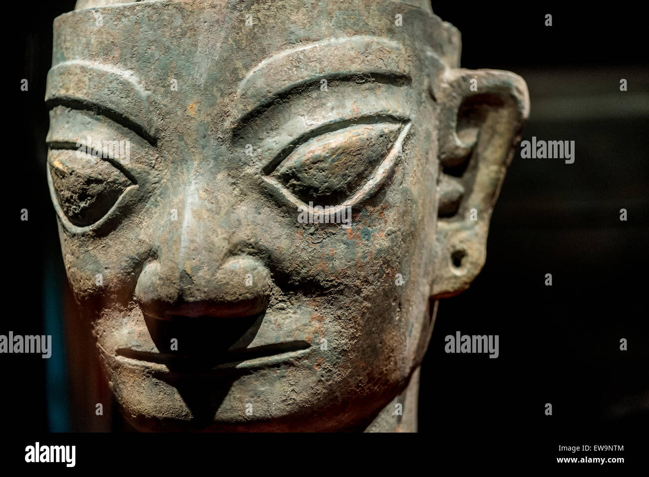 Ancient bronze head in Sanxingdui Museum, Guanghan, Chengdu, China ...