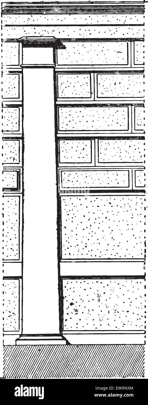 Pilaster at Pompeii, vintage engraved illustration. Dictionary of words ...