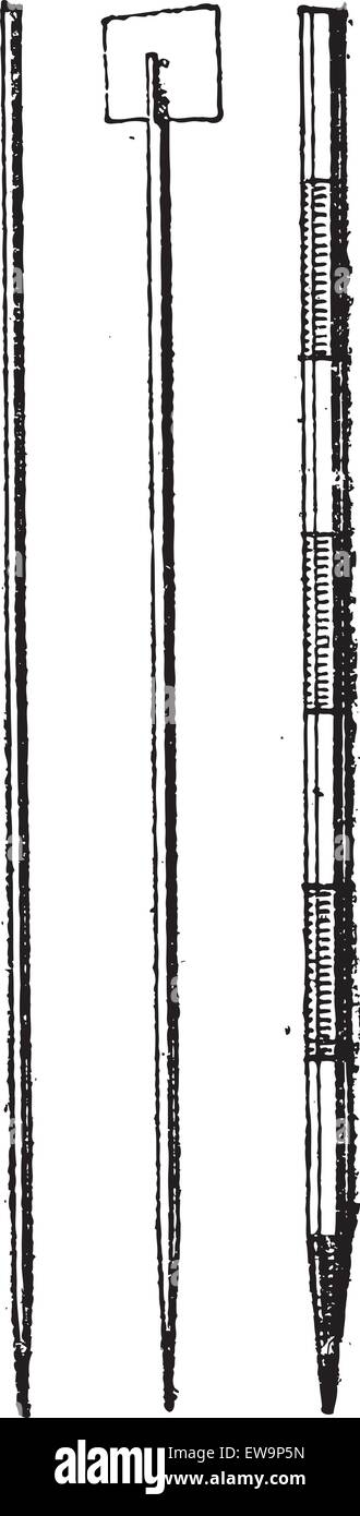 Survey stakes, vintage engraved illustration. Dictionary of words and ...