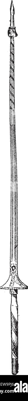 Lance isolated on white, vintage engraved illustration. Dictionary of ...
