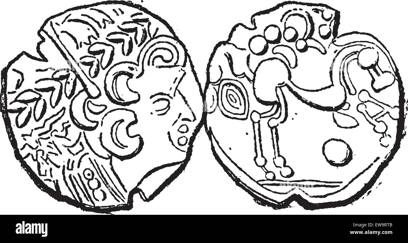 Ancient Parisii Celtic Gold Coin, showing Head (front) and Belgian ...