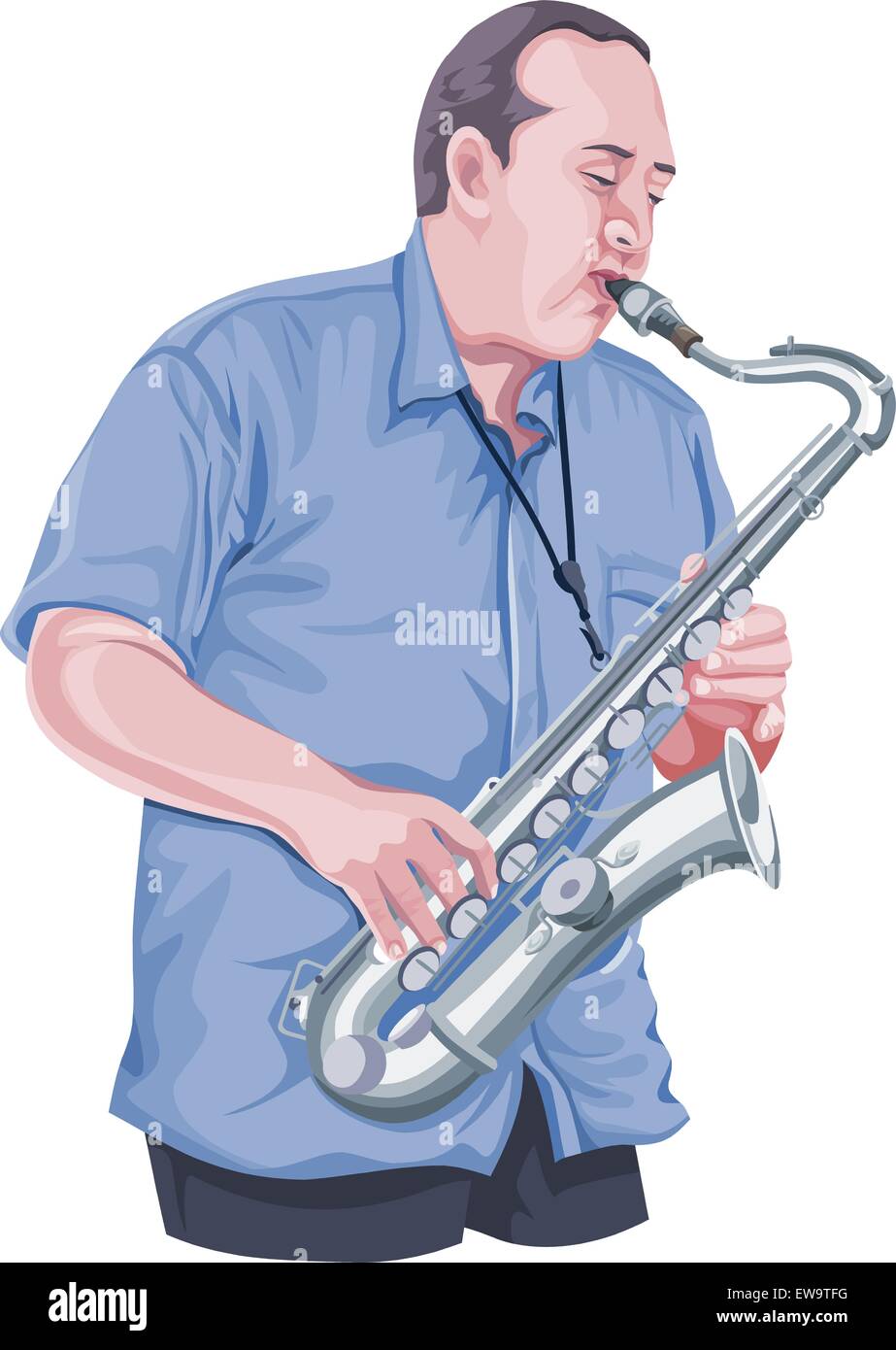 Vector illustration of man playing saxophone Stock Vector Image & Art ...