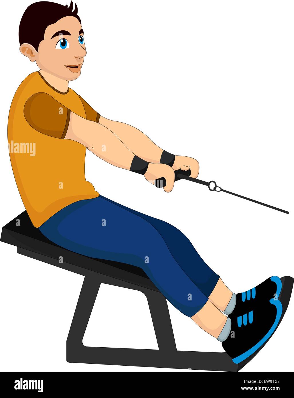 Exercising, man pulling weights, vector illustration Stock Vector Image ...