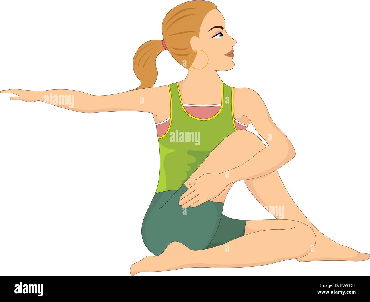 Exercising, woman doing stretching, vector illustration Stock Vector ...