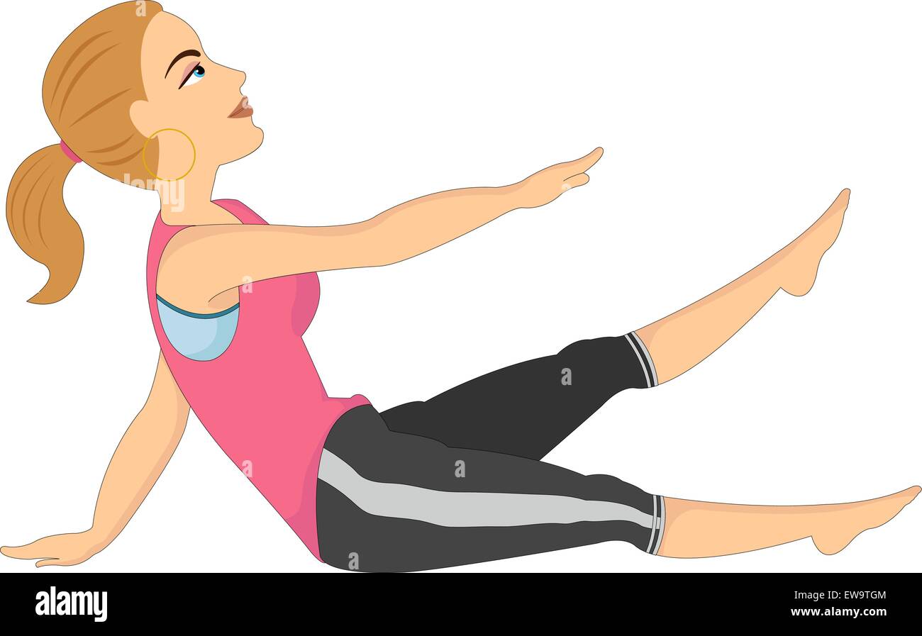 Exercising, woman doing stretching, vector illustration Stock Vector ...