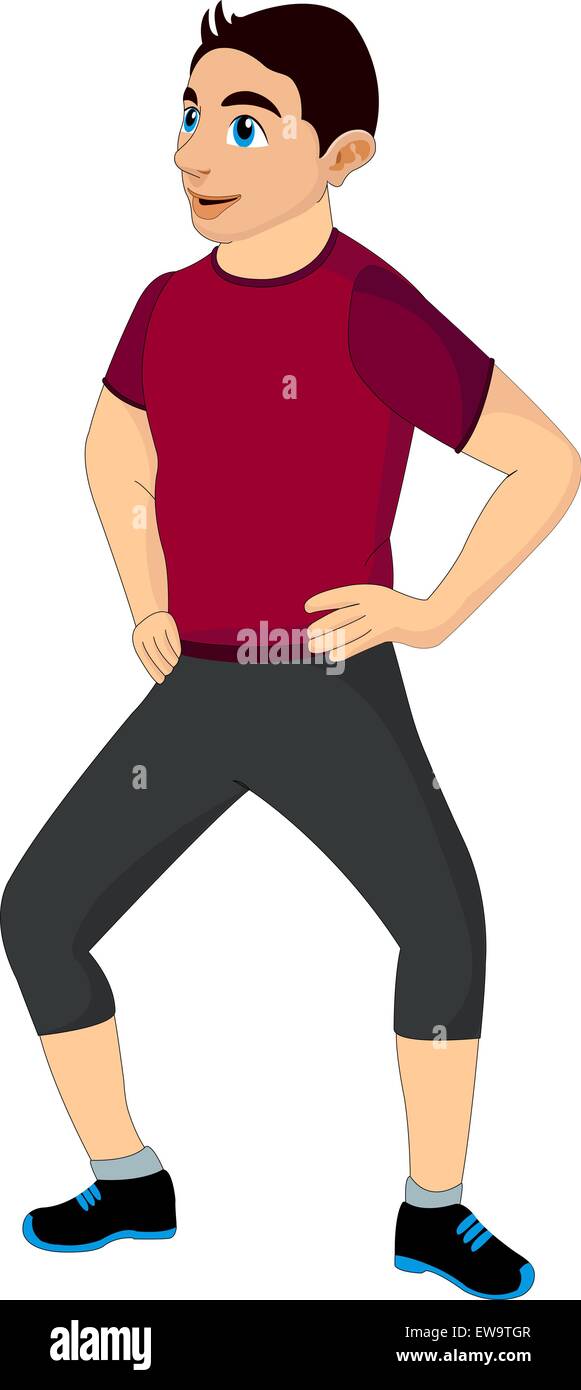 Exercising, man doing bending, vector illustration Stock Vector Image ...