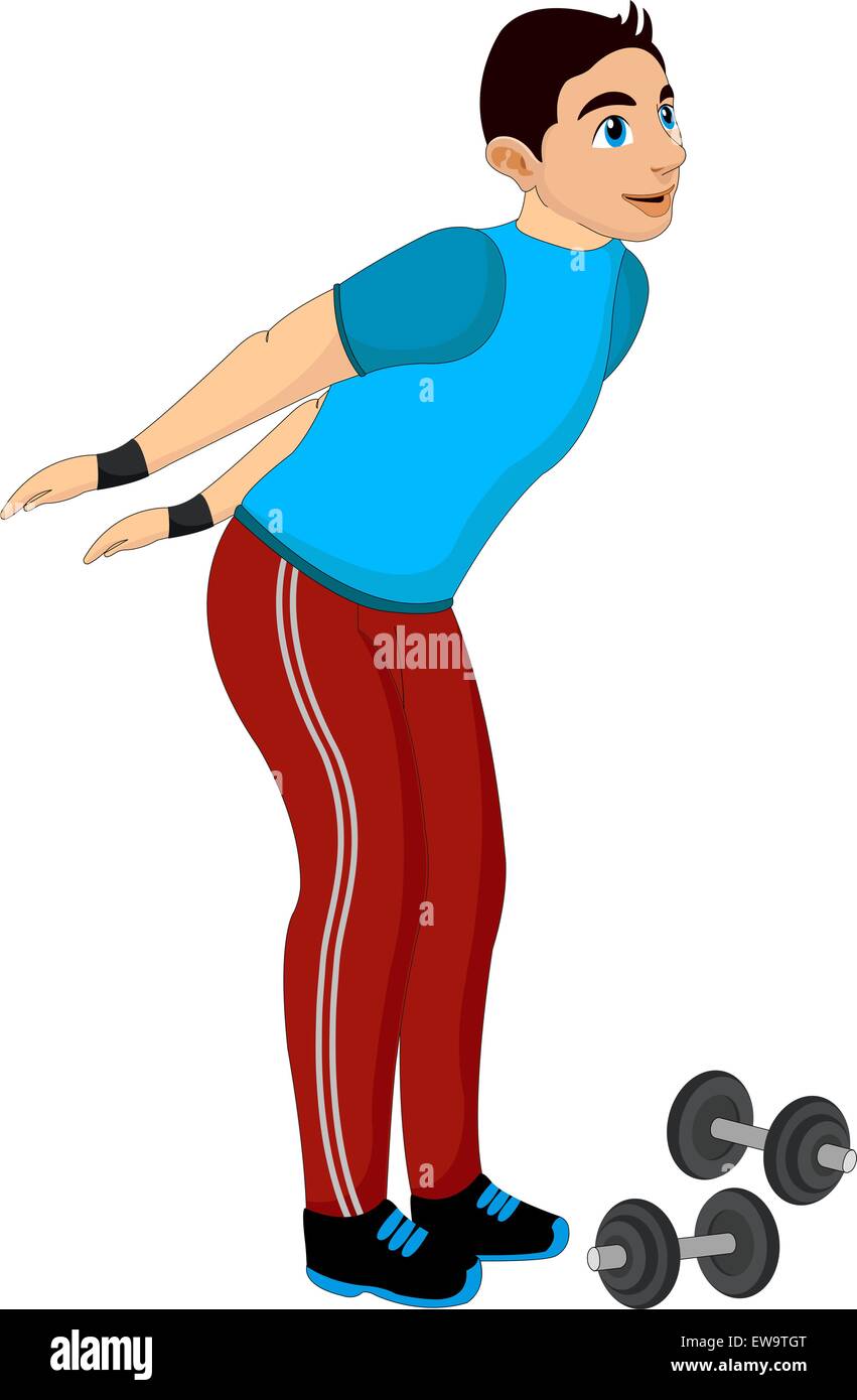 Exercising, man doing bending, vector illustration Stock Vector Image ...
