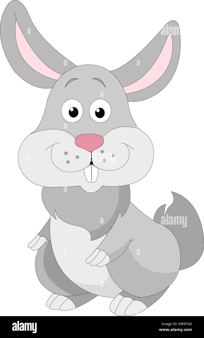 Cute grey rabbit, vector illustration Stock Vector Image & Art - Alamy
